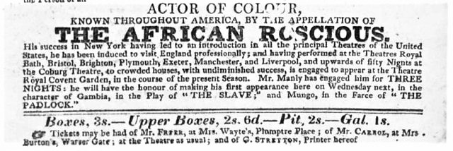 African Roscius, the first black actor tops the bill in Manchester in ...