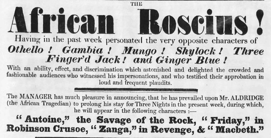 African Roscius, the first black actor tops the bill in Manchester in ...