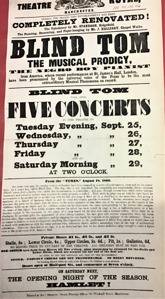 'Blind Tom' scores a hit in 1866 ⋆ Manchester Theatre History